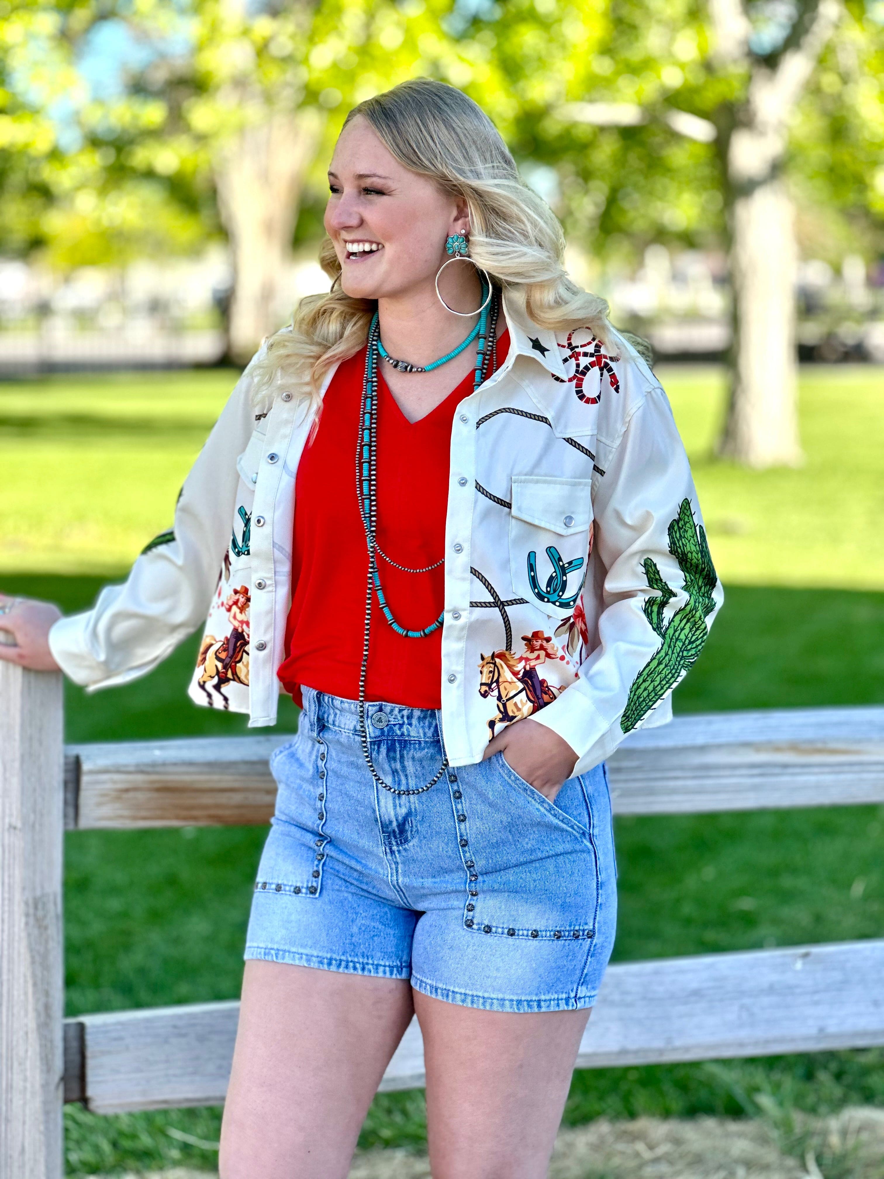 The Arizona Cactus Cowboy Button Up Top XL Only – Shop Envi Me