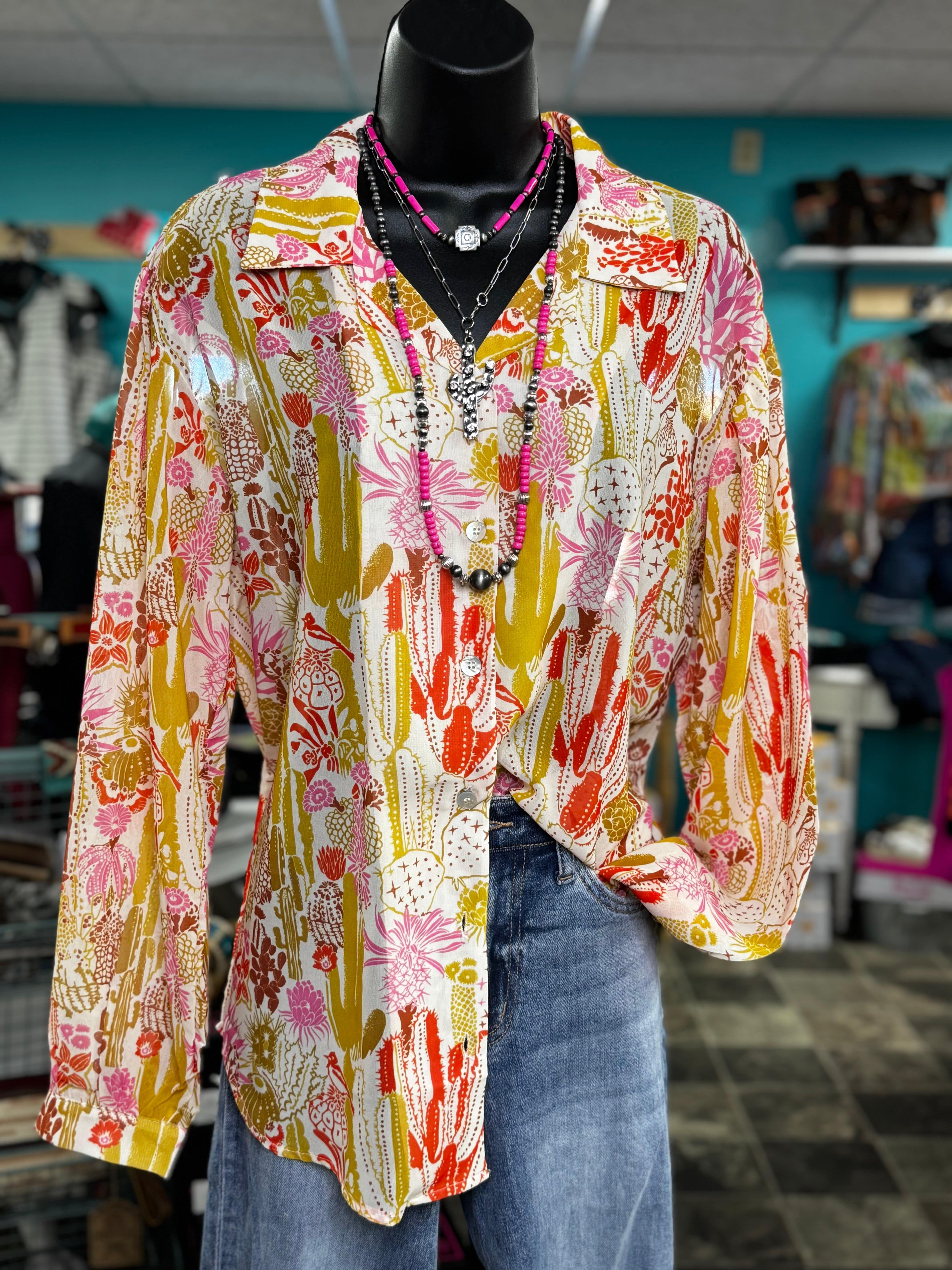 The Cowgirl Cactus Spring Button Up Top – Shop Envi Me
