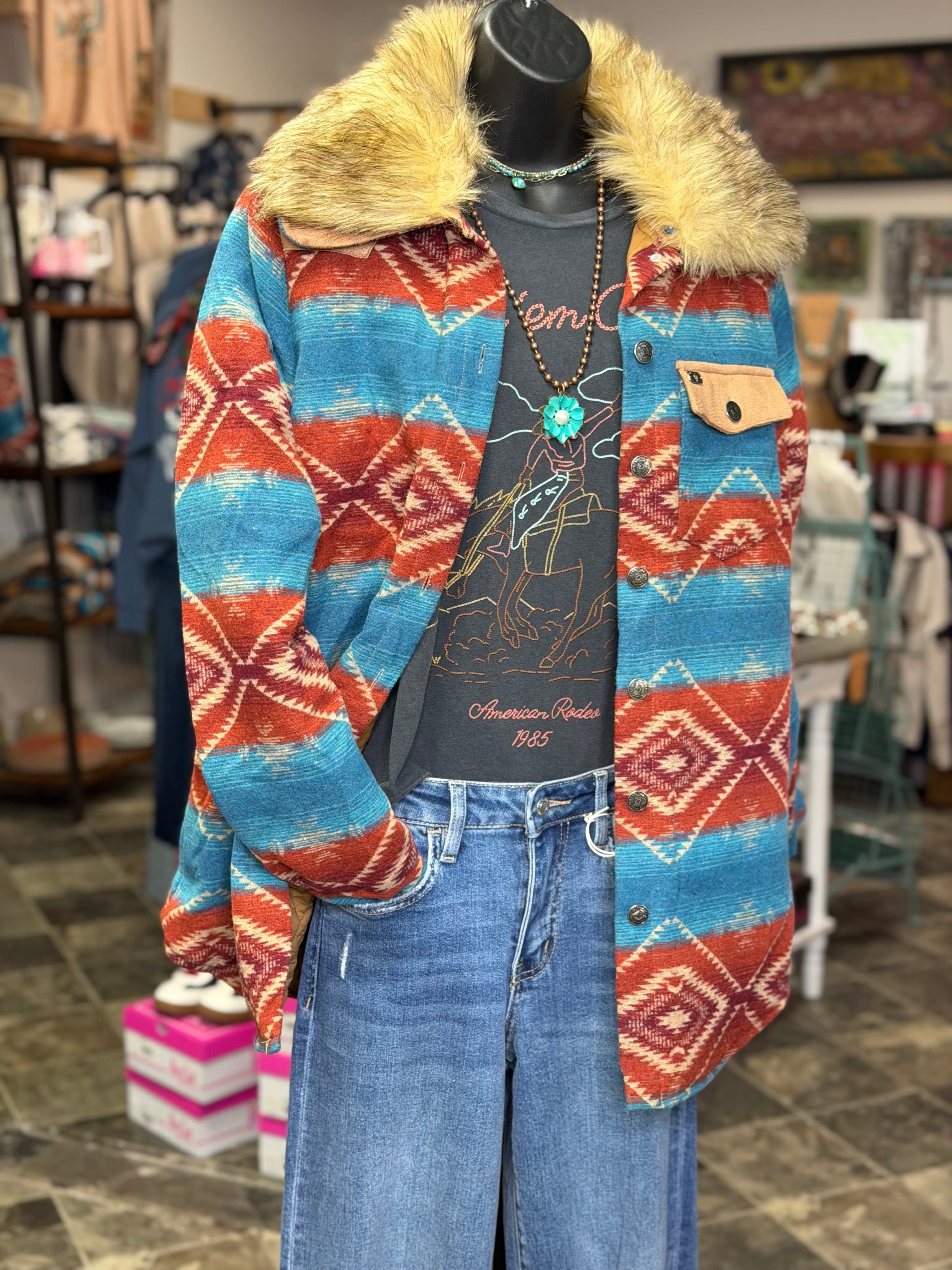 The Fur Trim Aztec Montana Beth Coat – Shop Envi Me