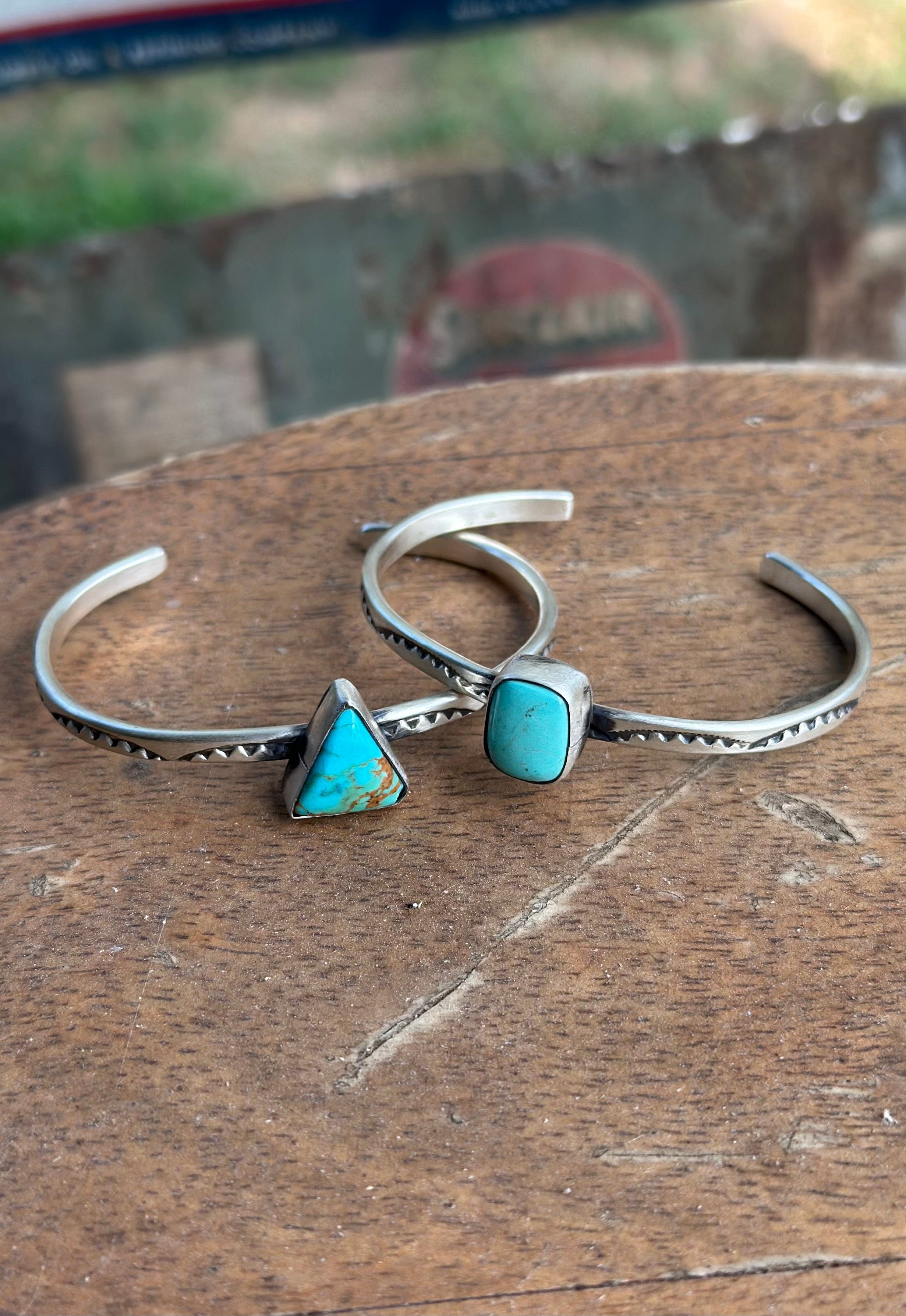 The Santa Ana NA Made Sterling Silver & Turquoise Stacker Cuff Bracele ...