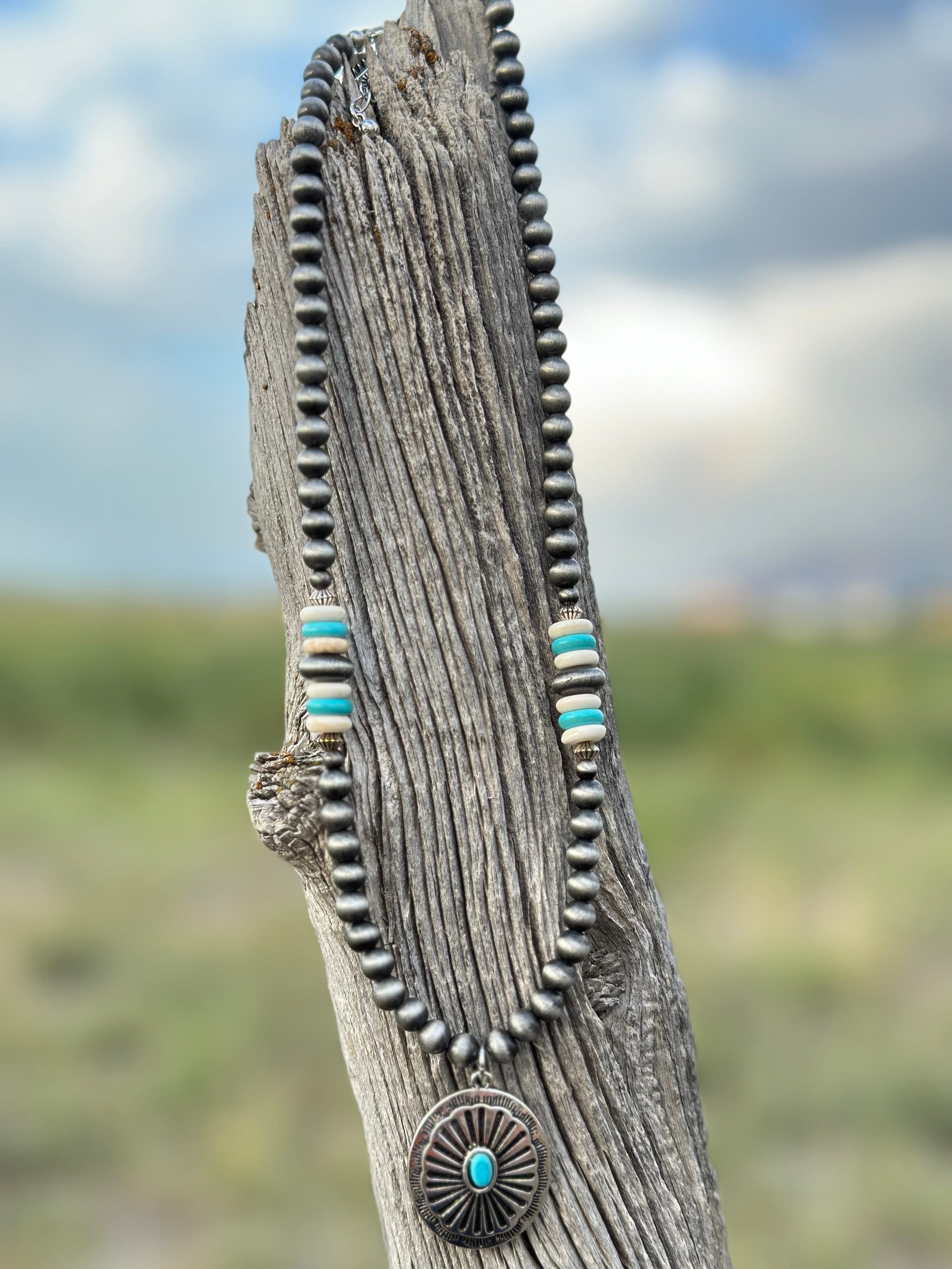 The Silver Turquoise Concho Necklace – Shop Envi Me