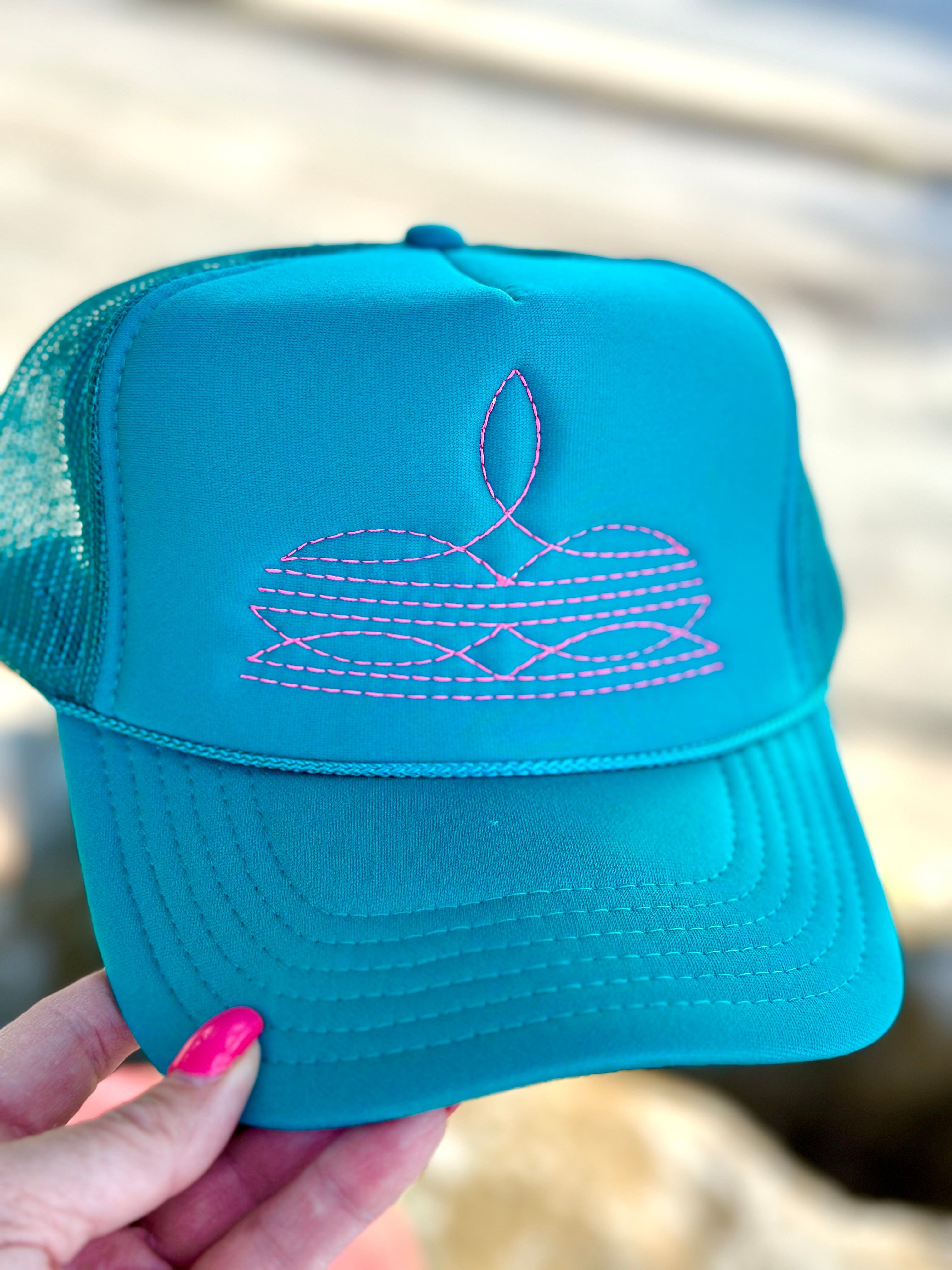 The Turquoise Trinidad Bootstitch Trucker Cap – Shop Envi Me