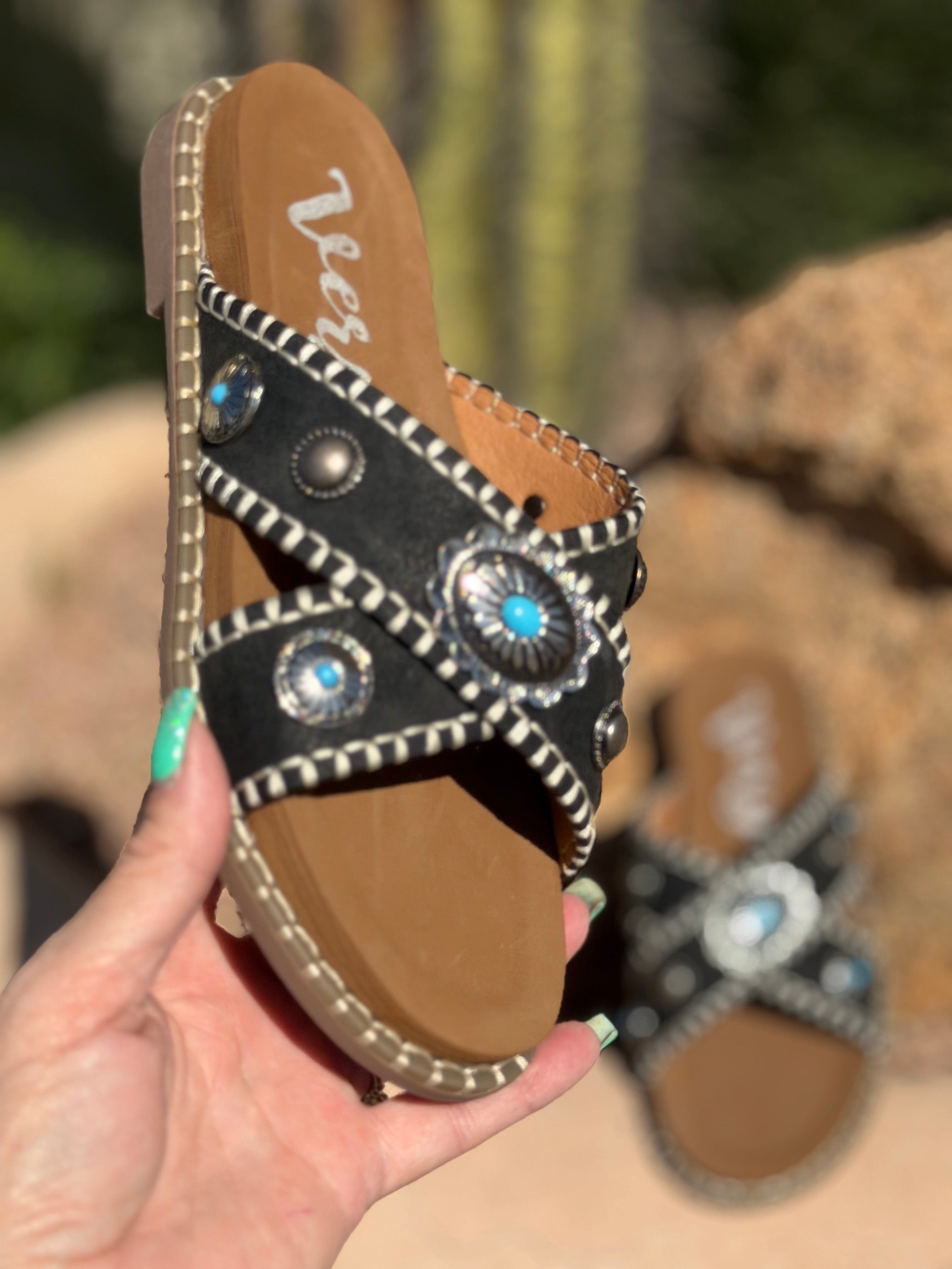 The West Of The Dakotas Concho Sandals – Shop Envi Me