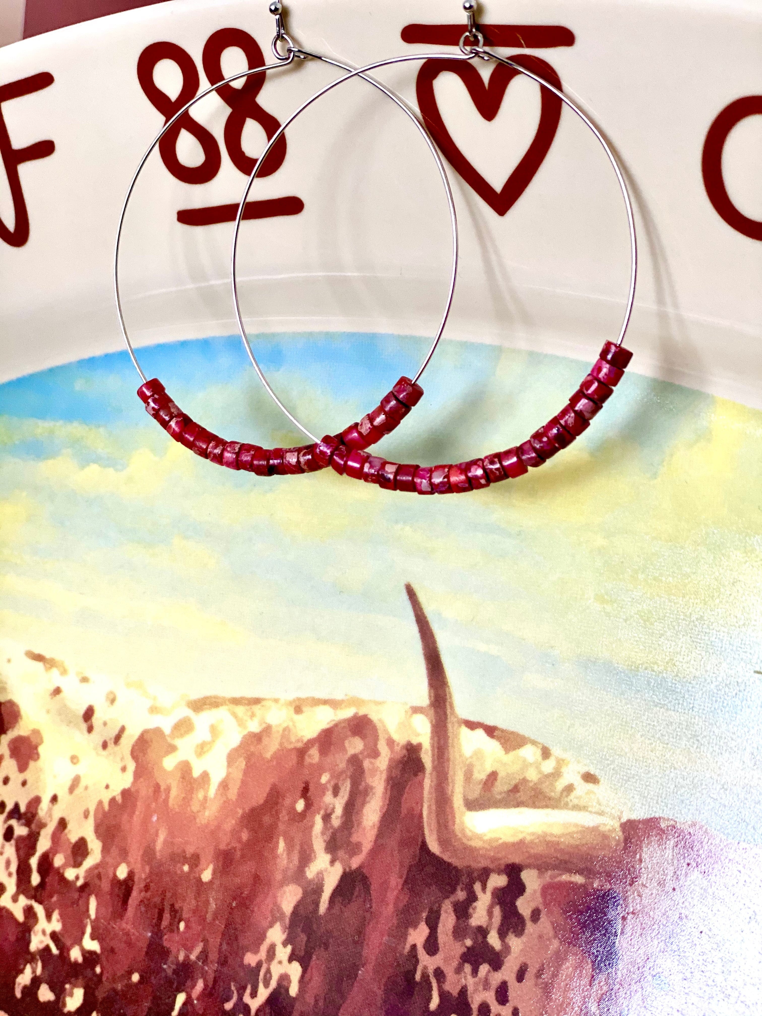 The Semas Silver Hoop with Coral Stack Earrings – Shop Envi Me