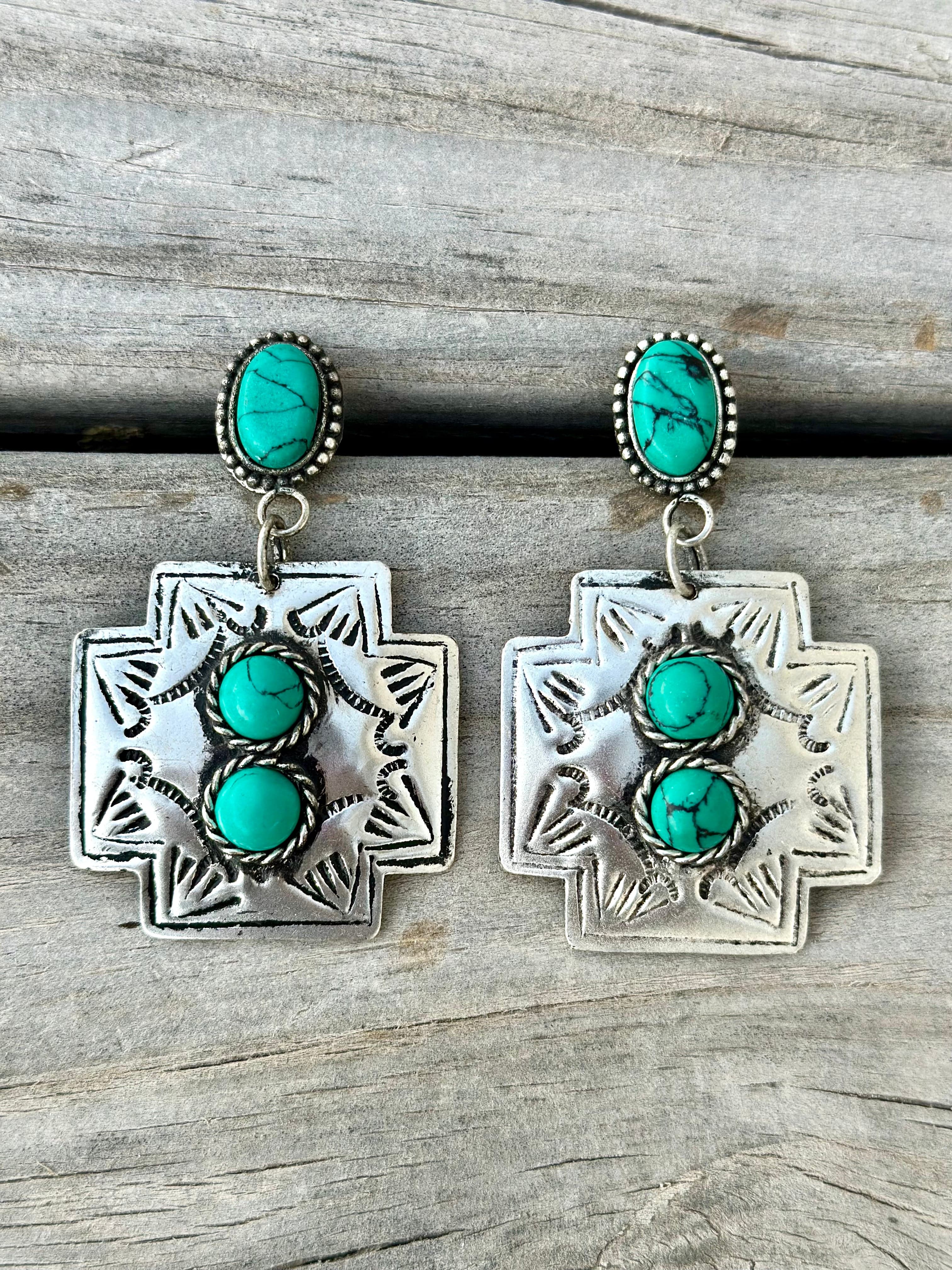 The Tisho Cross Turquoise Stone Earrings – Shop Envi Me
